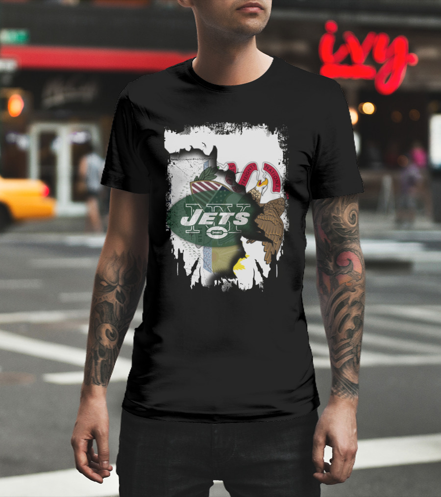 Illinois State Seal And Jets Logo Combination T-Shirt