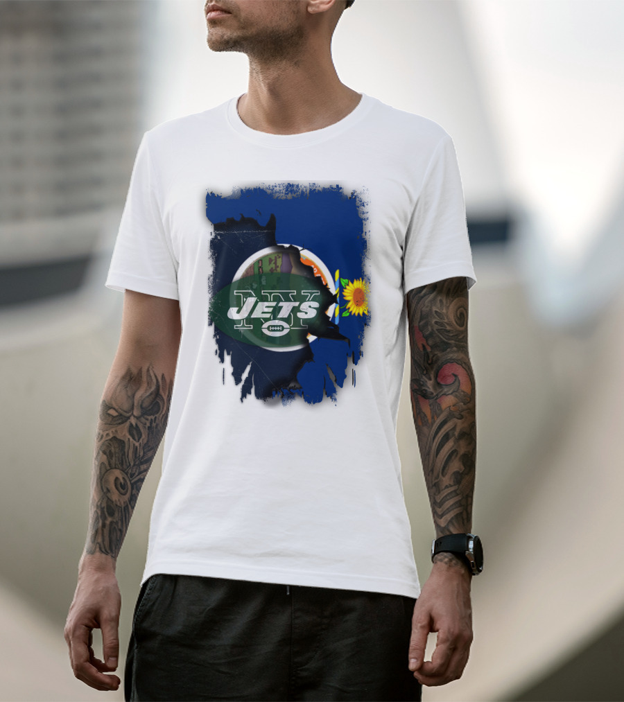 Kansas Pride With New York Jets Logo And Sunflower T-Shirt