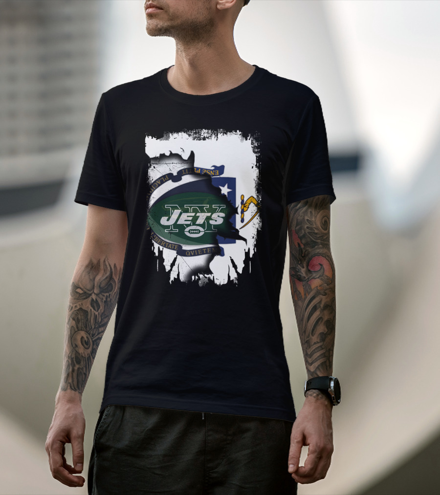 Massachusetts Emblem Combined With Jets T-Shirt