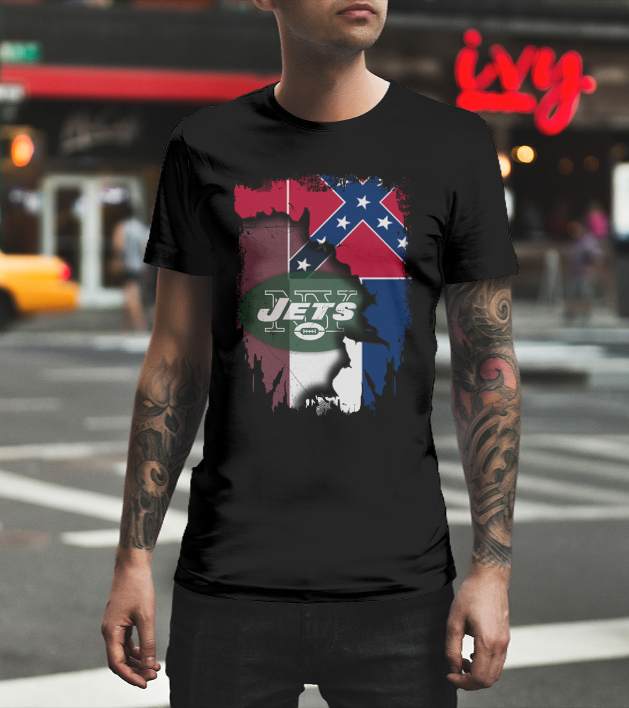 Jets New York Mississippi Confederate Flag T-Shirt