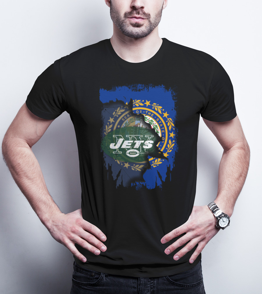New Hampshire State Seal And Jets Football T-Shirt