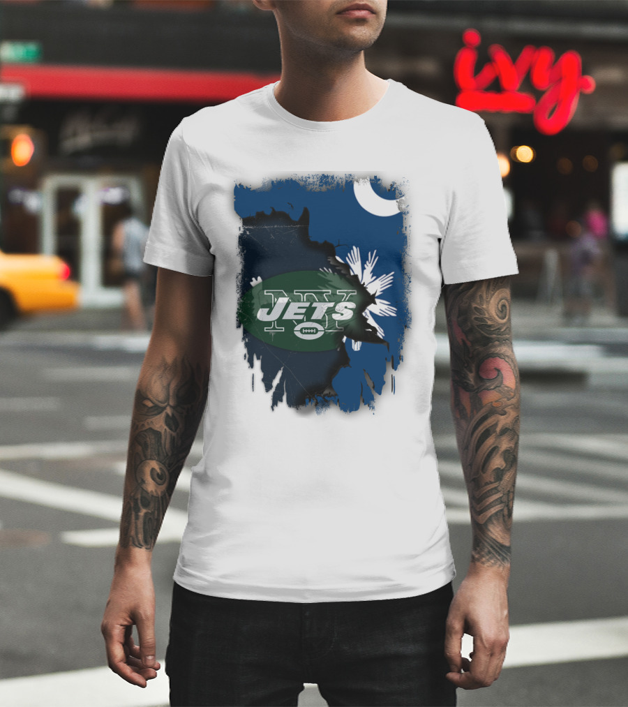 Jets With South Carolina State Flag And Crescent Moon Background T-Shirt