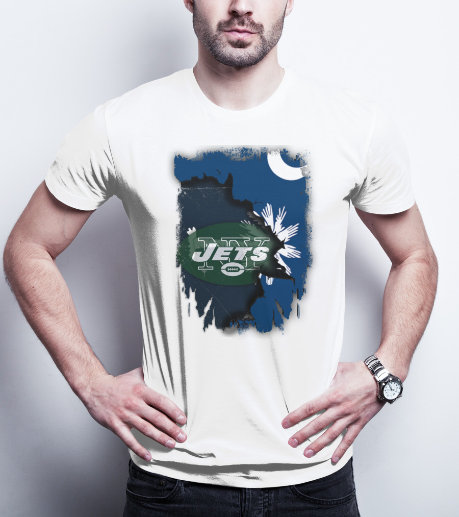 Jets With South Carolina State Flag And Crescent Moon Background T-Shirt