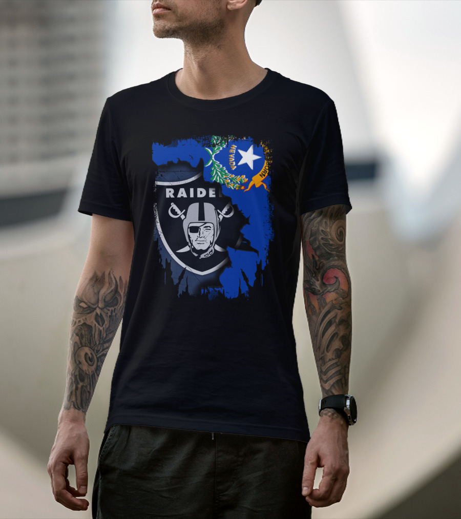 Nevada Raiders United With State Flag Emblem T-Shirt
