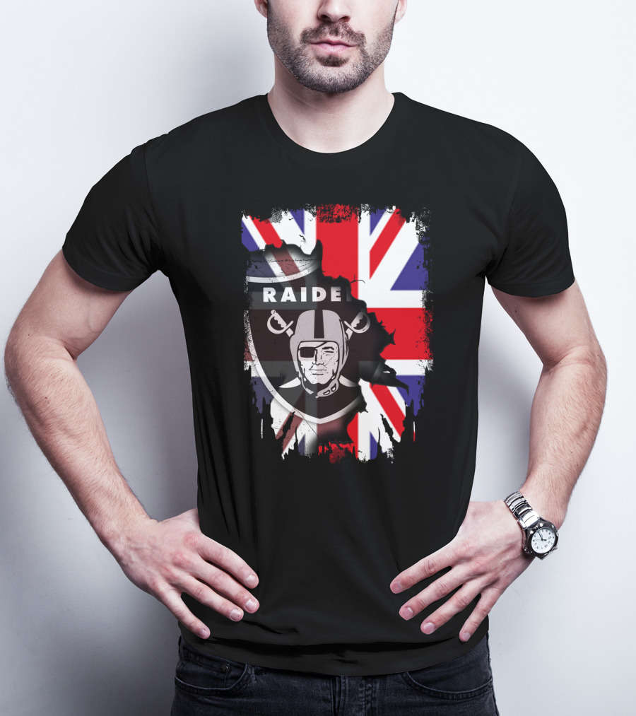 Raider Helmet With Union Jack Flag Fusion T-Shirt