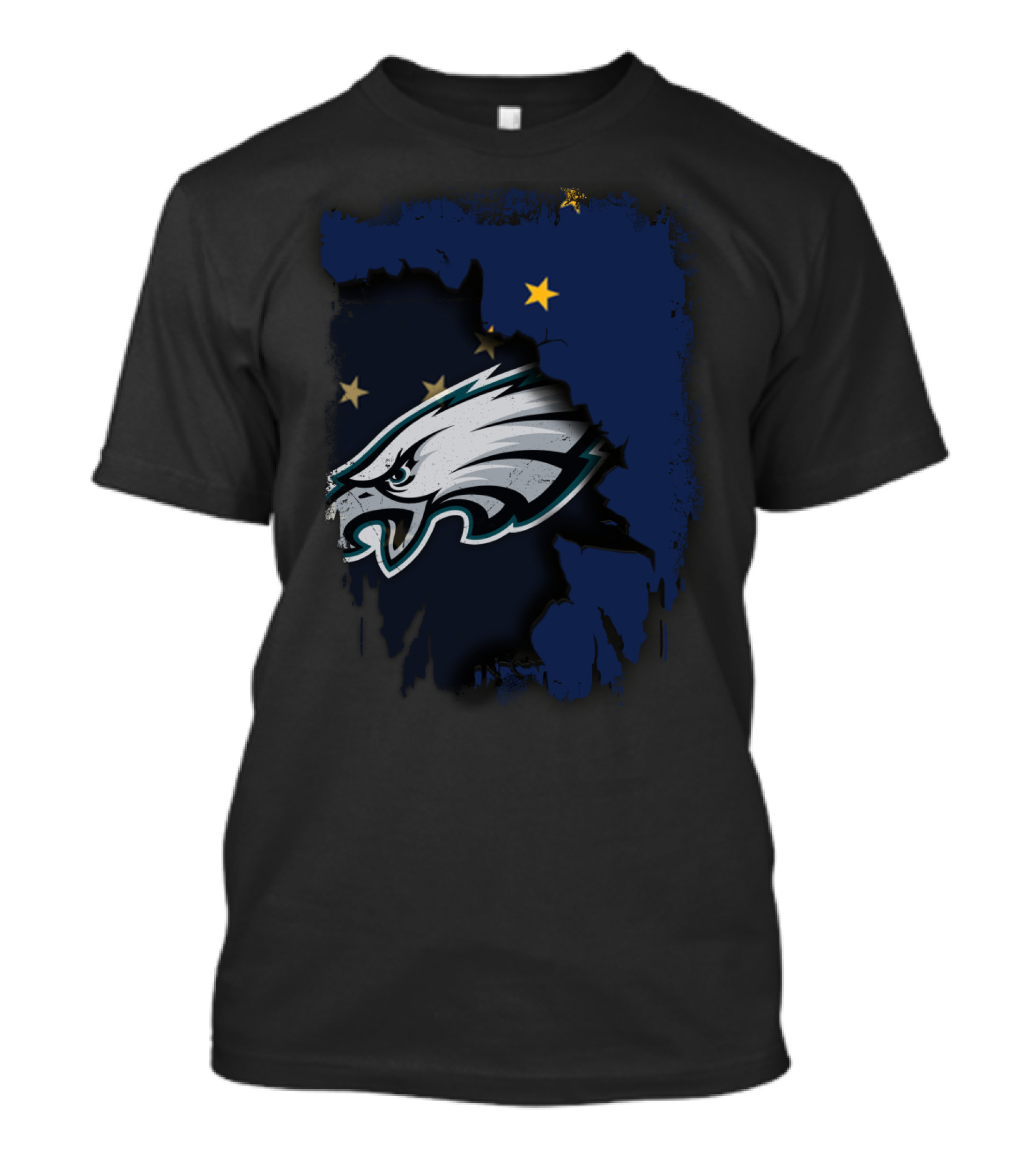 Alaska State Outline With Philadelphia Eagles Logo And Stars T-Shirt