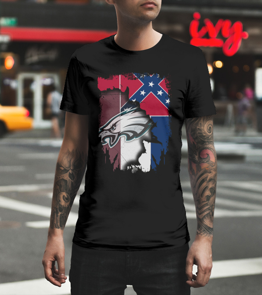 Mississippi Eagles With Confederate Flag Background T-Shirt