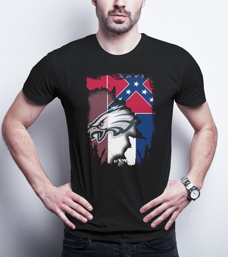 Mississippi Eagles With Confederate Flag Background T-Shirt