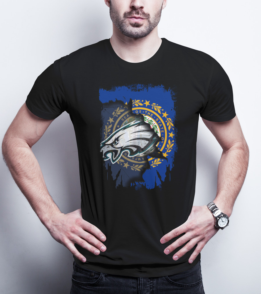 New Hampshire State Seal With Philadelphia Eagles Emblem T-Shirt