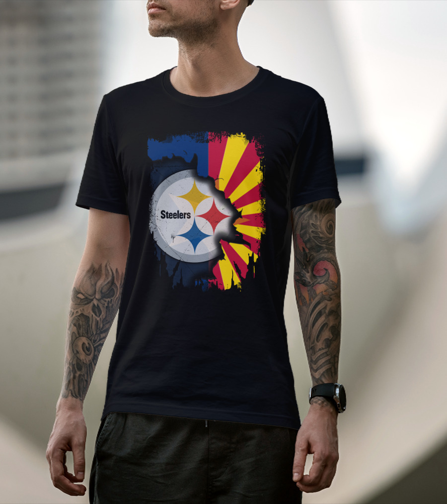 Steelers Logo With Arizona Flag Background T-Shirt