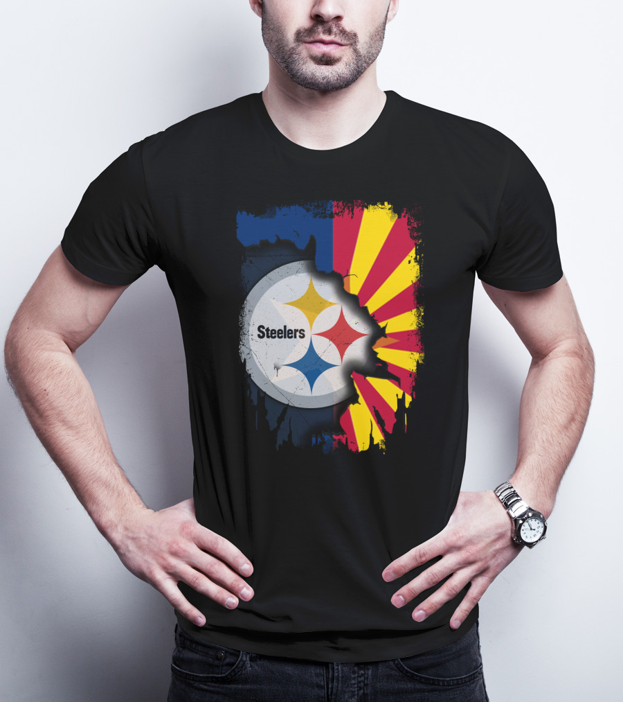 Steelers Logo With Arizona Flag Background T-Shirt