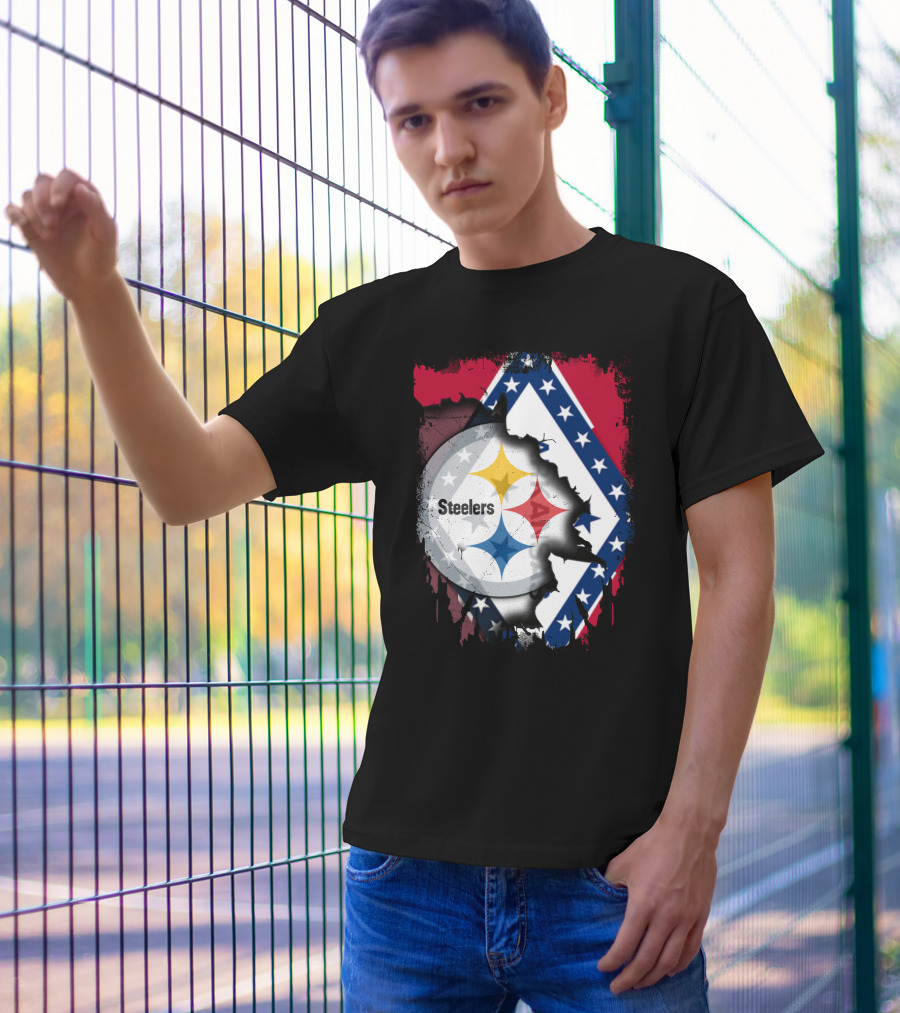 Steelers Meets Arkansas Flag Fusion T-Shirt
