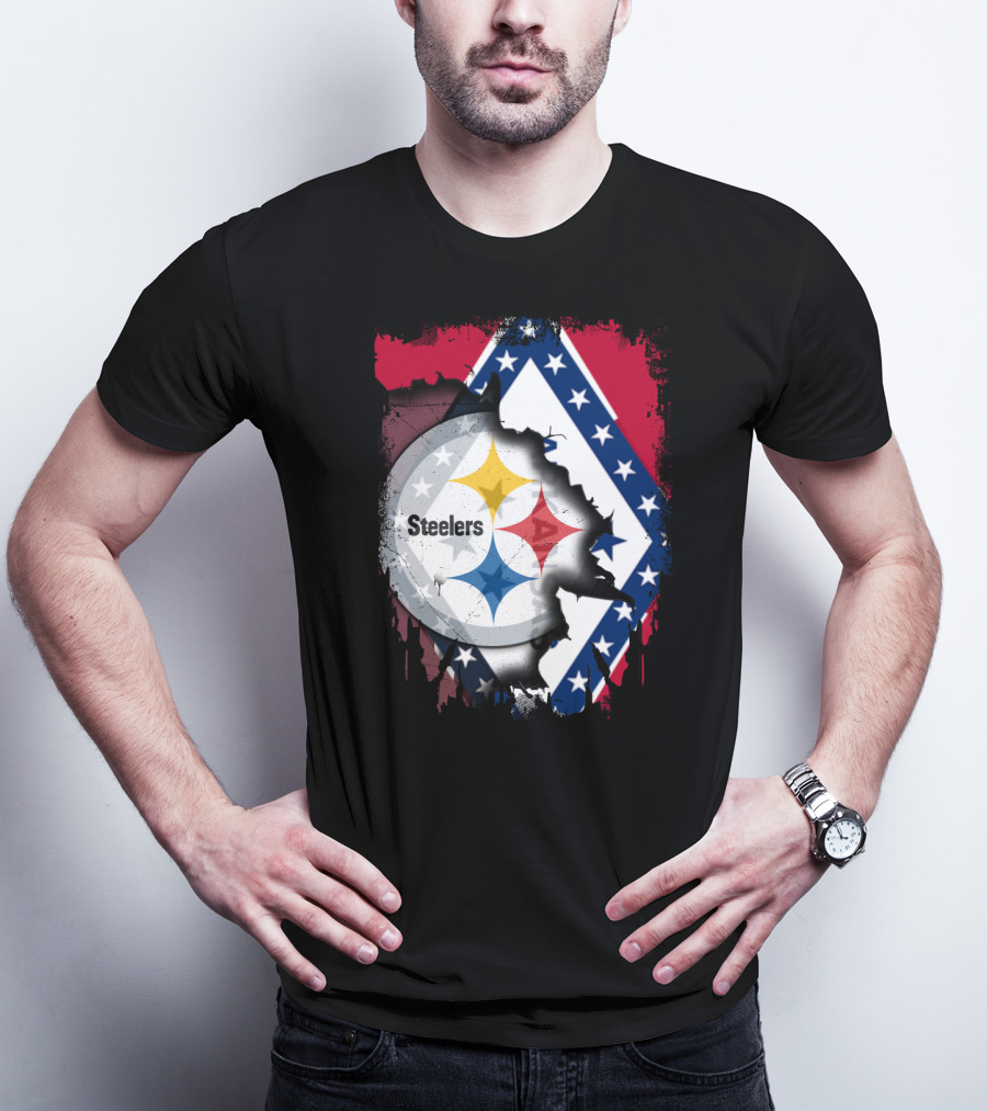 Steelers Meets Arkansas Flag Fusion T-Shirt