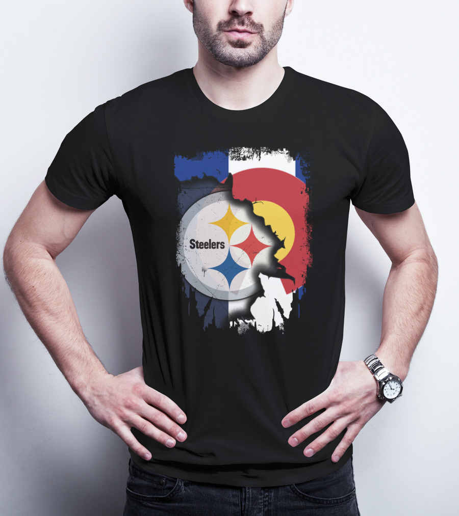 Steelers And Colorado Flag Fusion T-Shirt