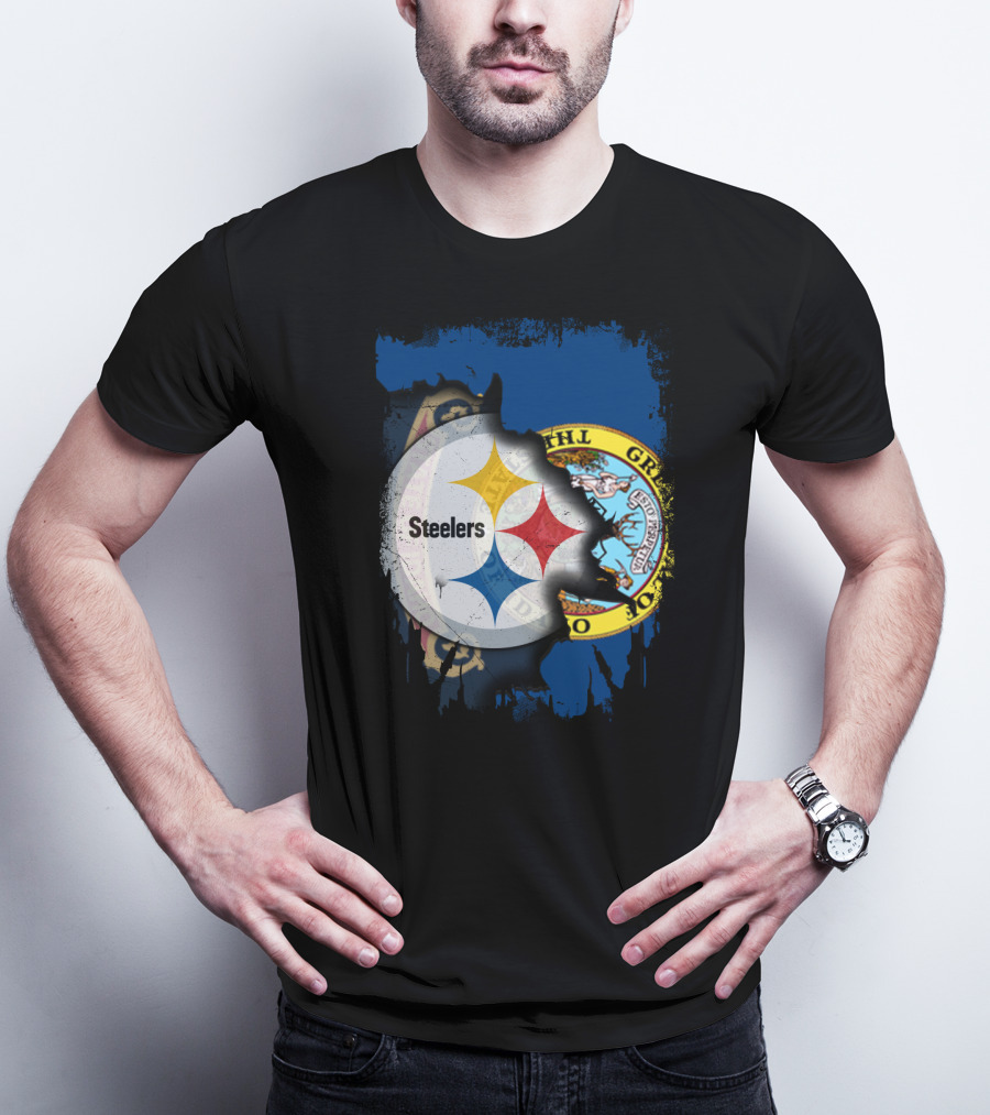 Together Idaho Steelers Logo With State Flag Background T-Shirt
