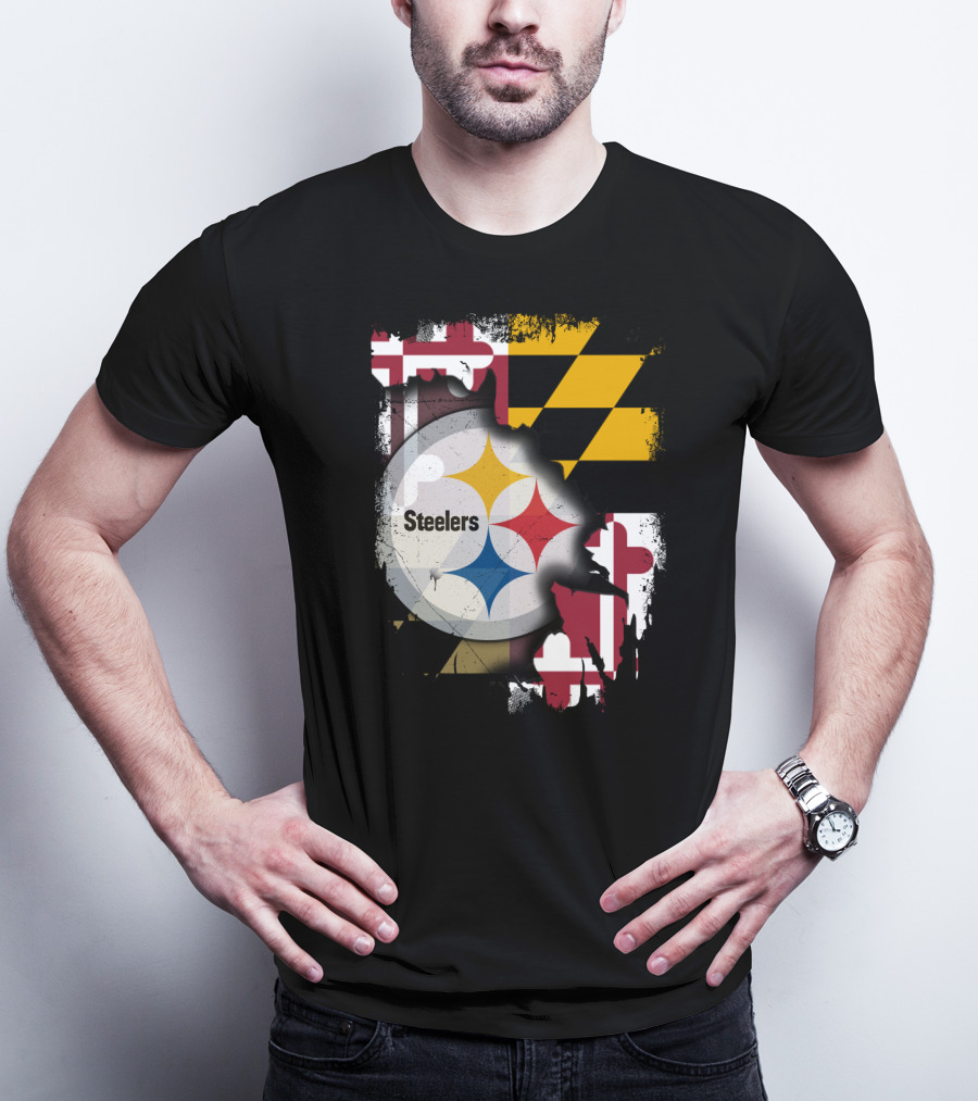 Together Maryland Flag Steelers Logo Fusion T-Shirt