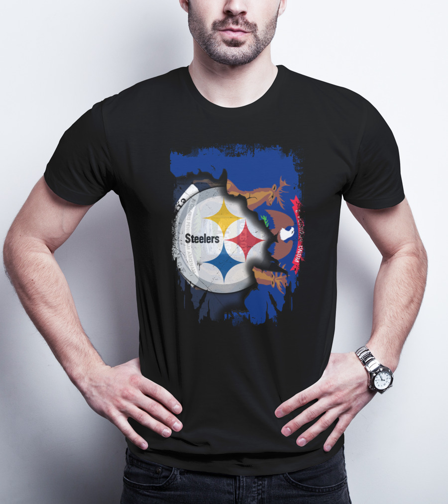 Together Michigan Emblem Featuring Steelers Logo Integration T-Shirt