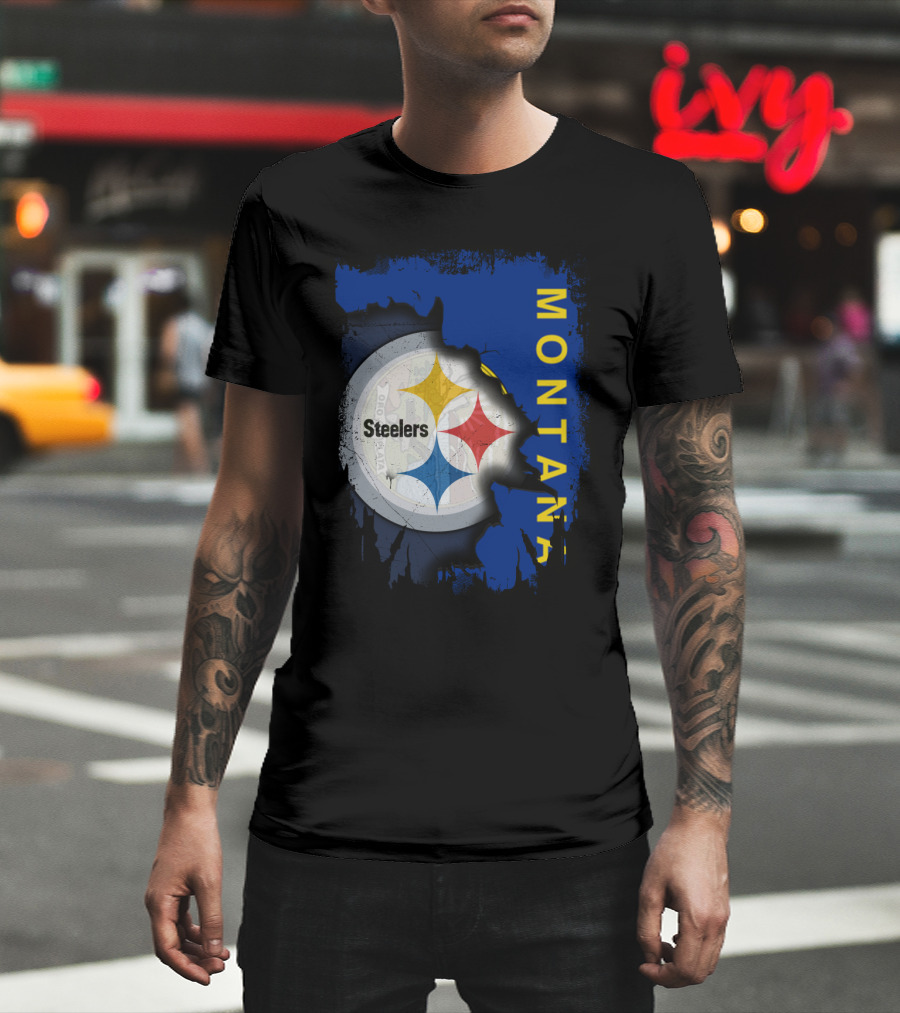 Montana Steelers Emblem With State T-Shirt