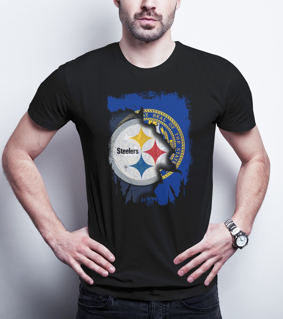 Nebraska State Seal With Steelers Logo Integration T-Shirt