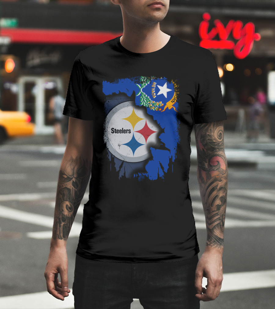Nevada Steelers Fan Collaboration With State Flag Elements T-Shirt