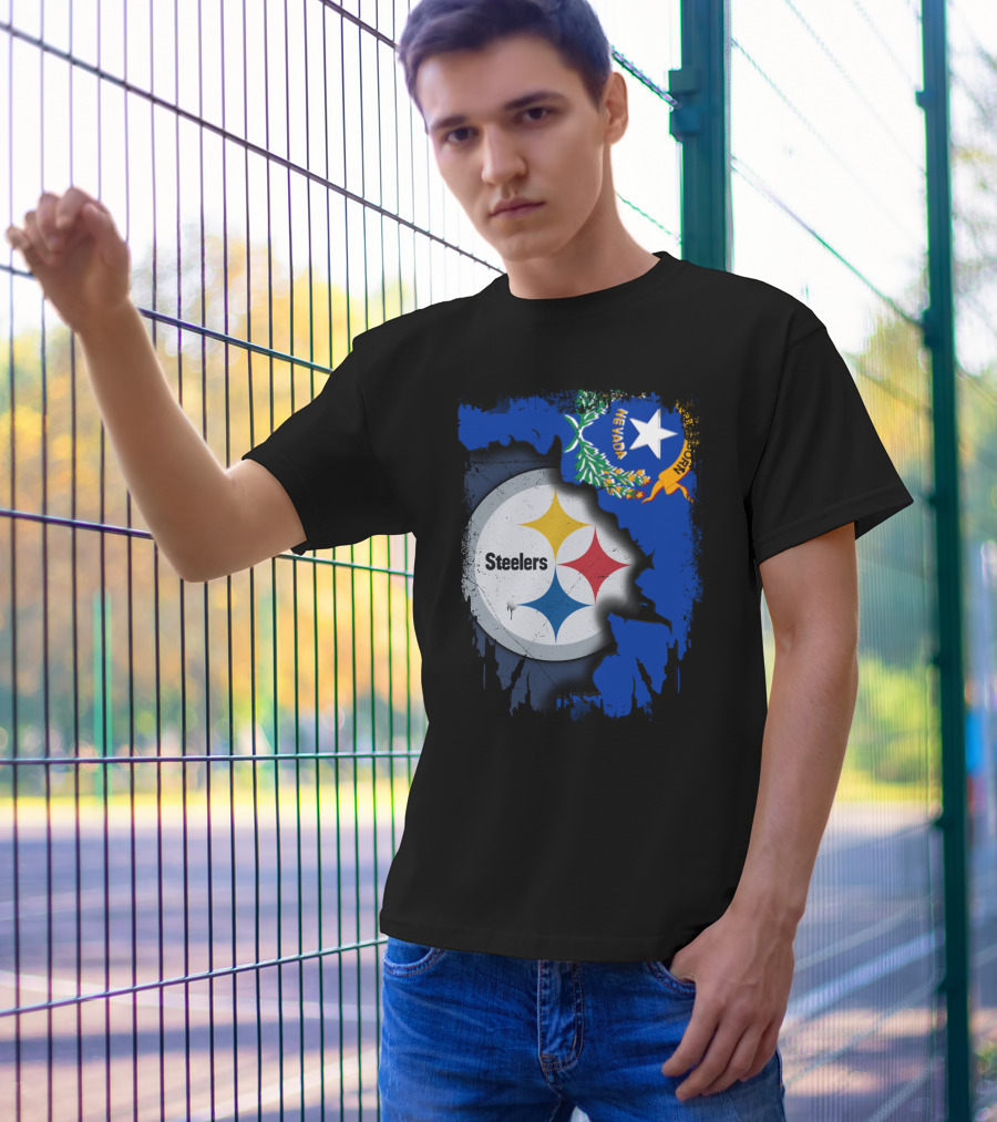 Nevada Steelers Fan Collaboration With State Flag Elements T-Shirt