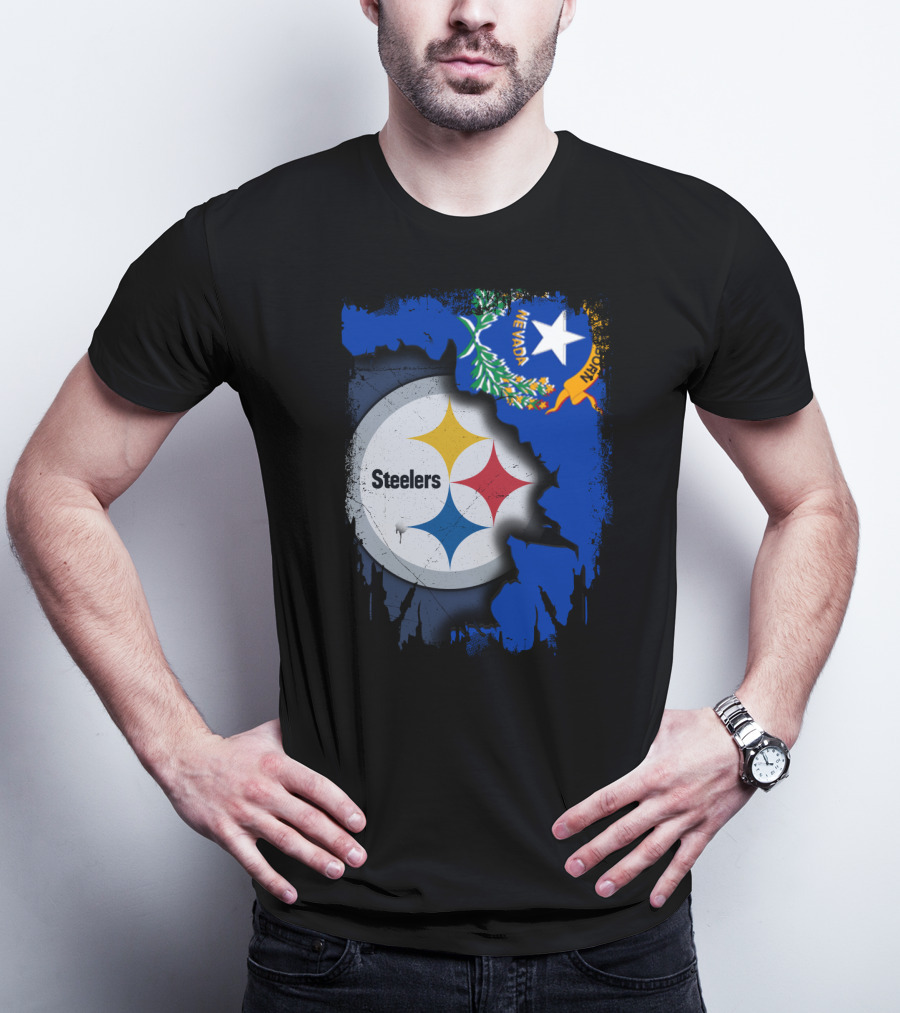 Nevada Steelers Fan Collaboration With State Flag Elements T-Shirt