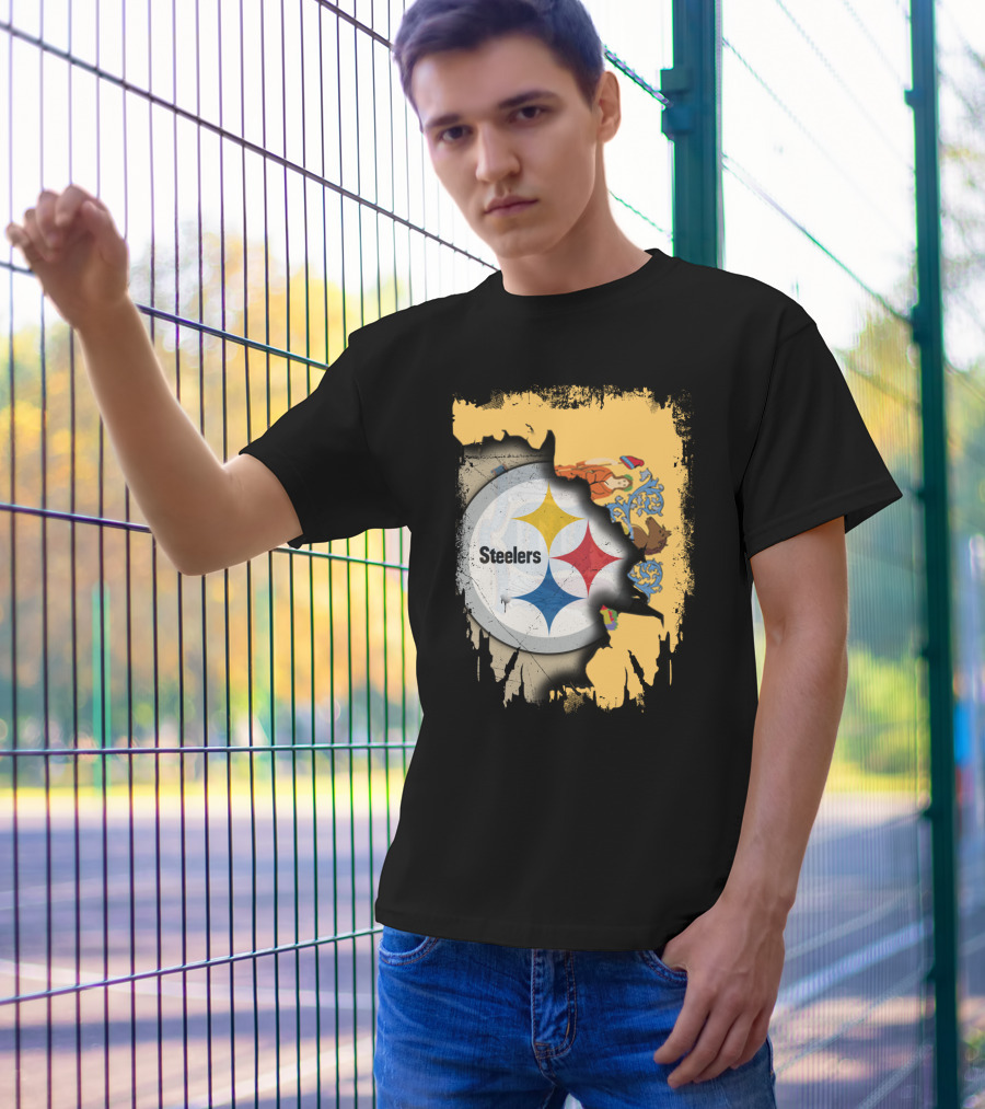 Steelers Logo Within New Jersey Map T-Shirt