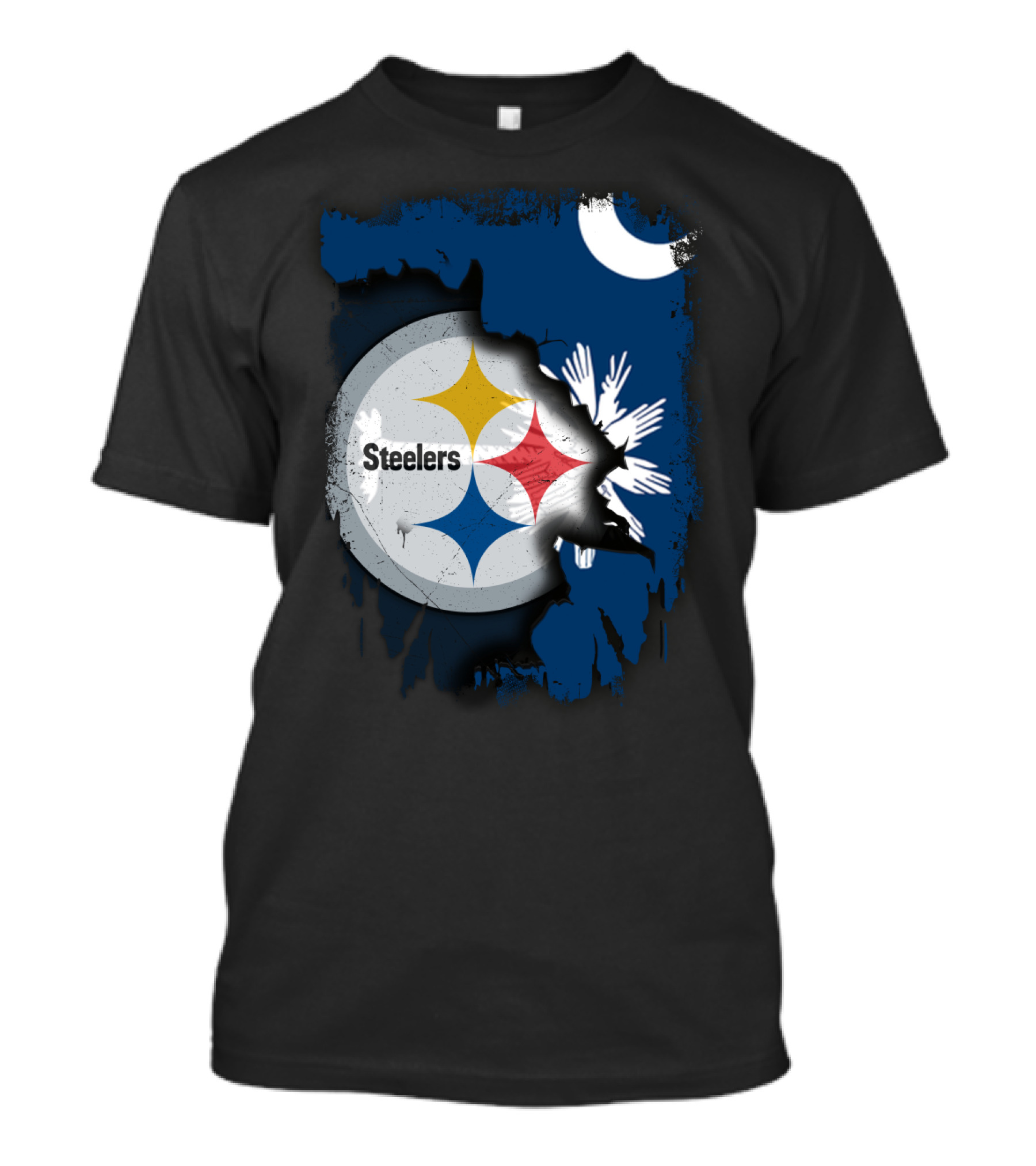 Steelers Logo Integrated With South Carolina Flag Elements T-Shirt