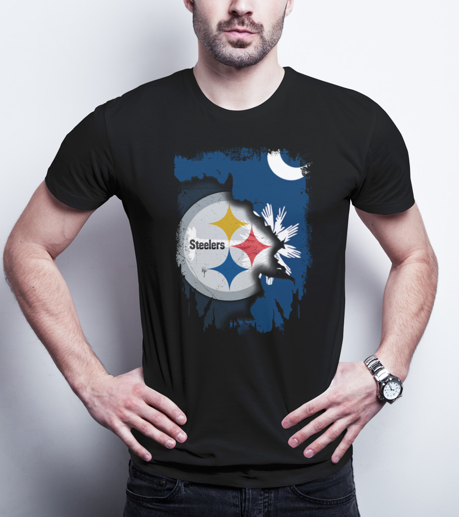 Steelers Logo Integrated With South Carolina Flag Elements T-Shirt
