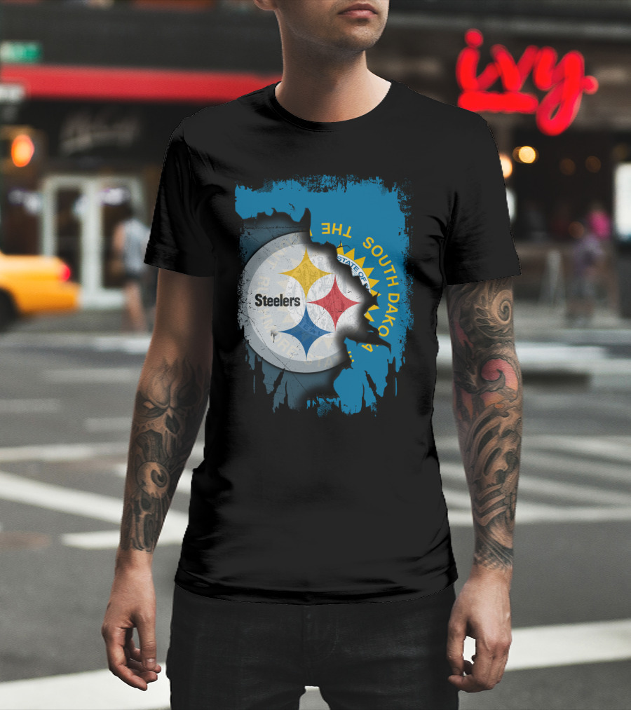 South Dakota State Flag With Steelers Logo Integration T-Shirt