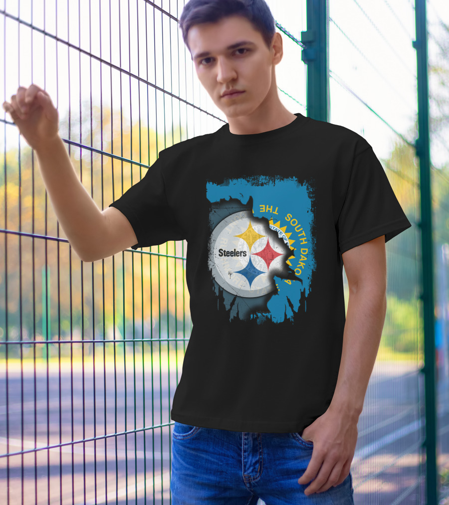 South Dakota State Flag With Steelers Logo Integration T-Shirt