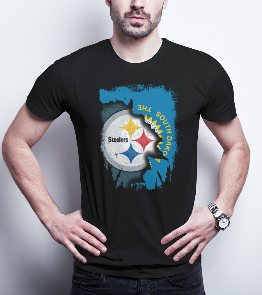 South Dakota State Flag With Steelers Logo Integration T-Shirt