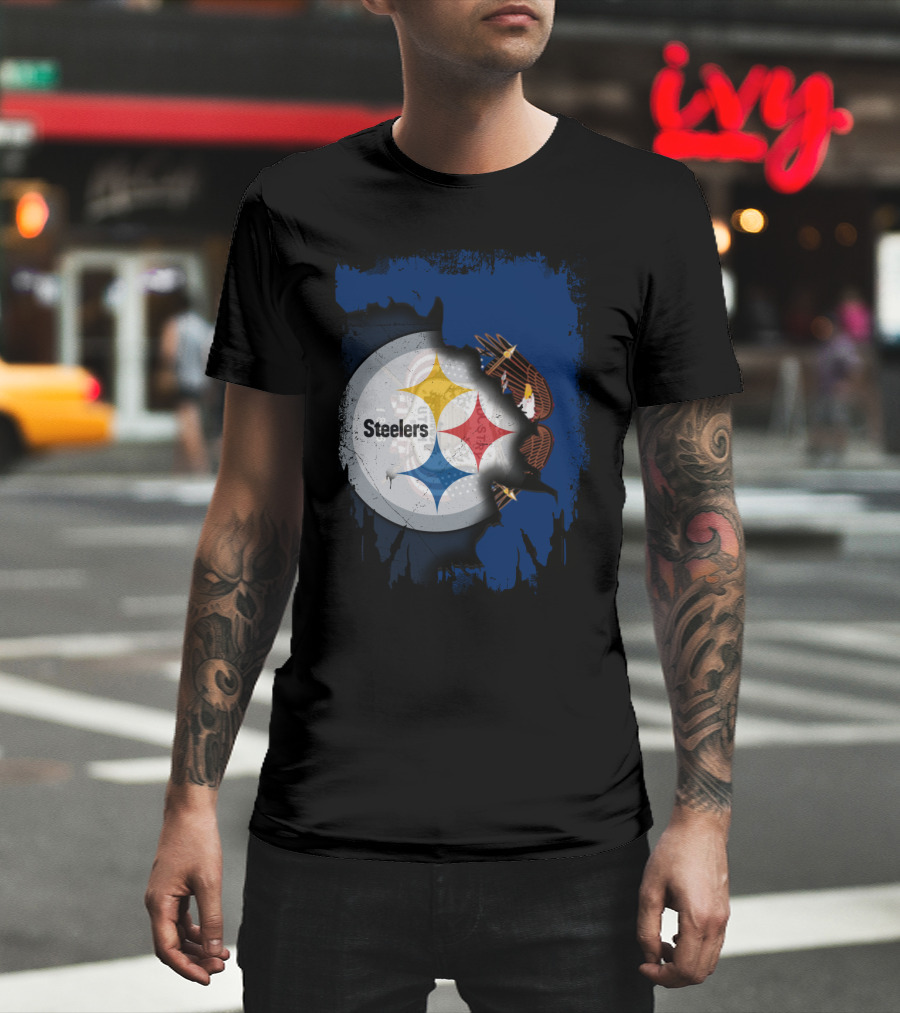 Steelers Eagle Emblem Artwork With Together Utah Integration T-Shirt