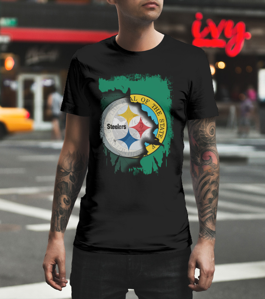 Washington State Meets Steelers Football Emblem T-Shirt