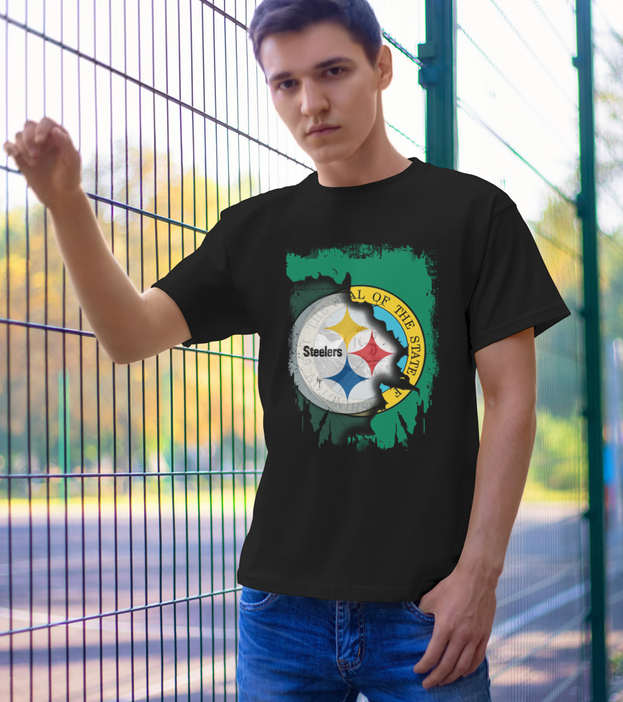 Washington State Meets Steelers Football Emblem T-Shirt