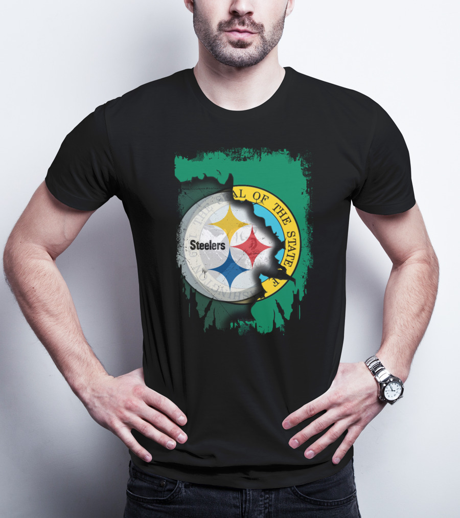 Washington State Meets Steelers Football Emblem T-Shirt