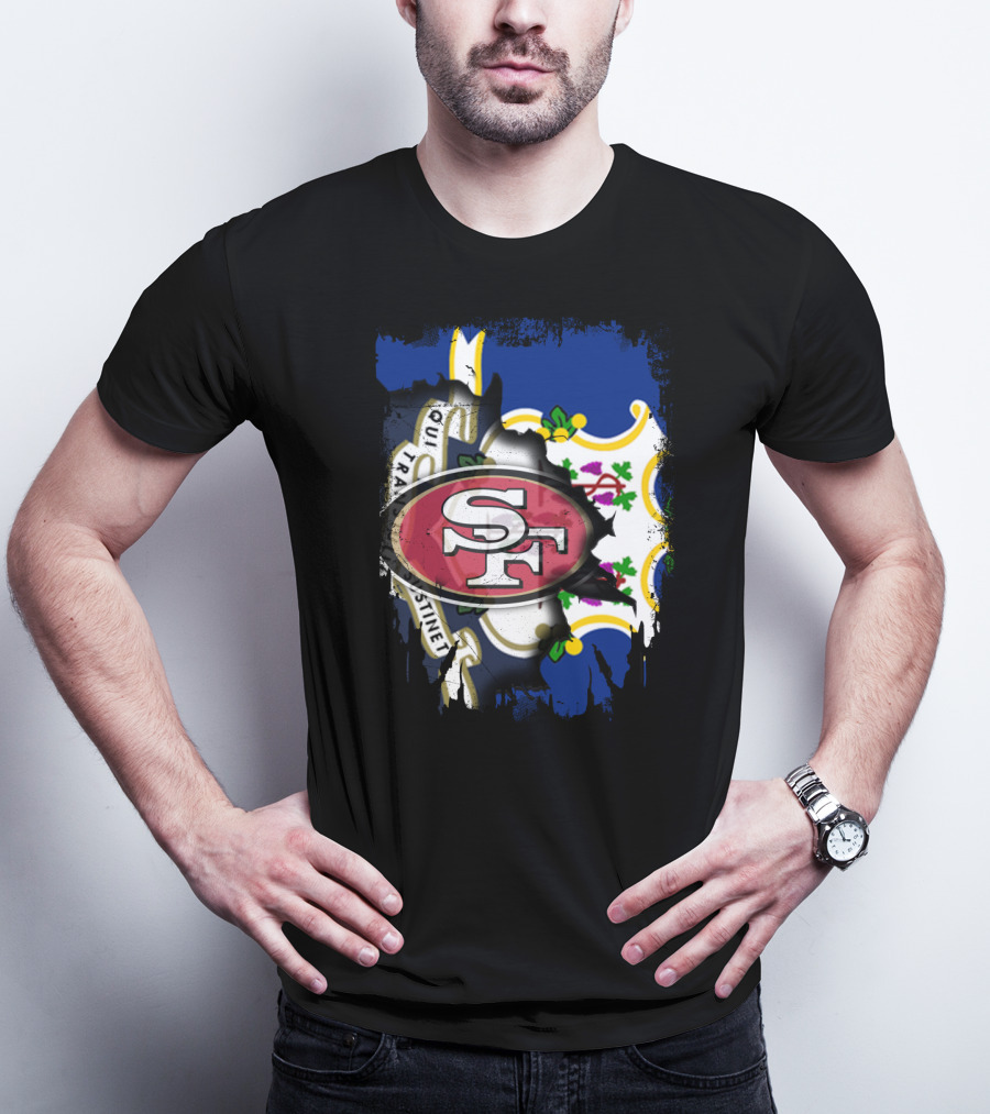 Connecticut Flag With San Francisco 49ers T-Shirt