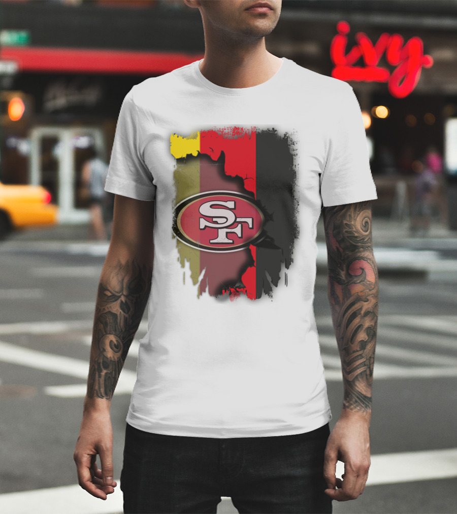 Germany Flag With San Francisco 49ers Logo Blend T-Shirt