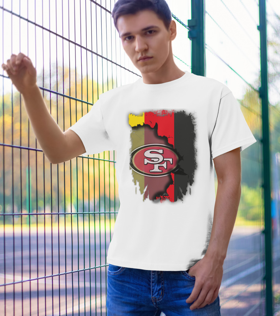 Germany Flag With San Francisco 49ers Logo Blend T-Shirt