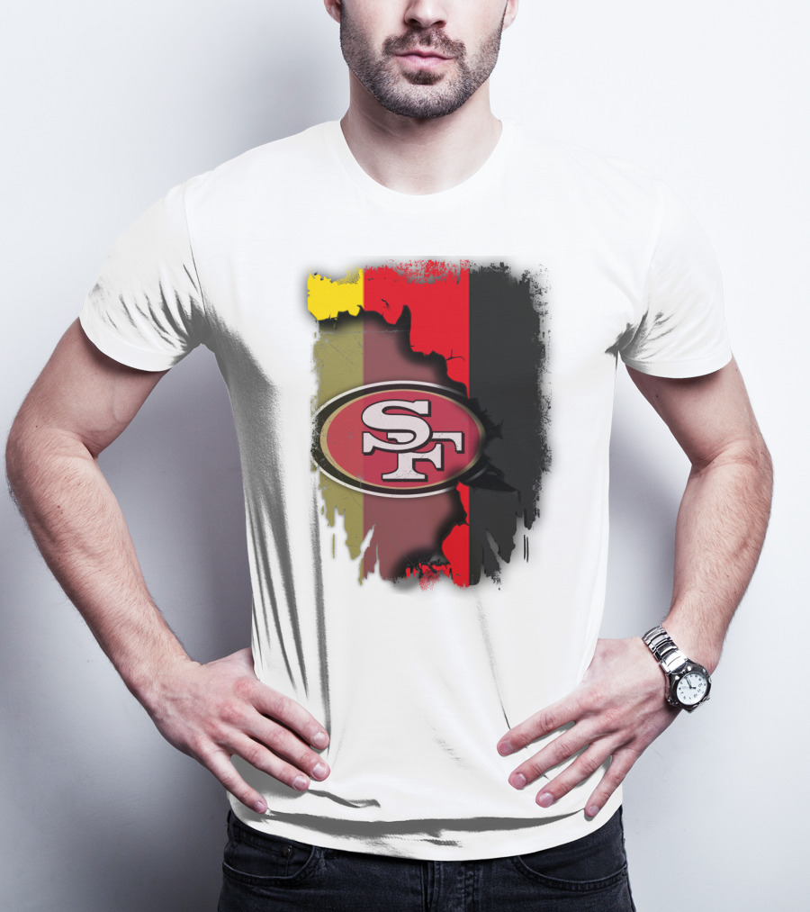 Germany Flag With San Francisco 49ers Logo Blend T-Shirt