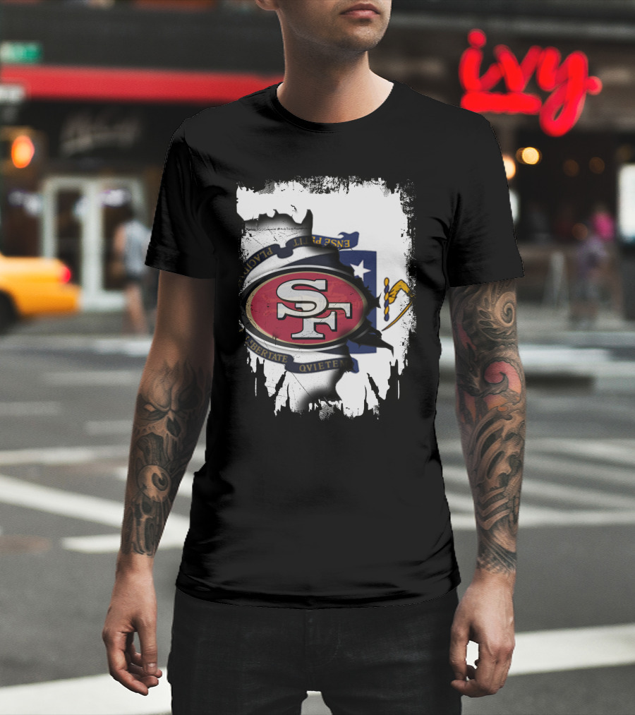 Massachusetts And 49ers United Emblem T-Shirt