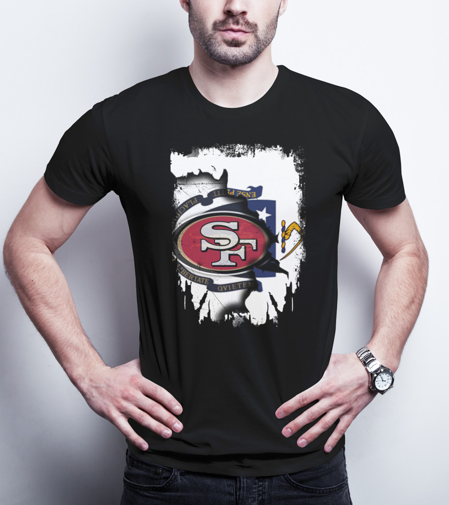 Massachusetts And 49ers United Emblem T-Shirt