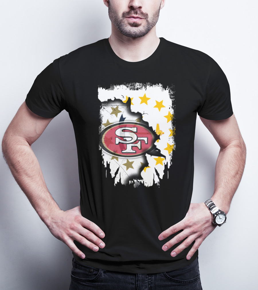 Together Rhode Island 49ers SF Logo Stars Map T-Shirt