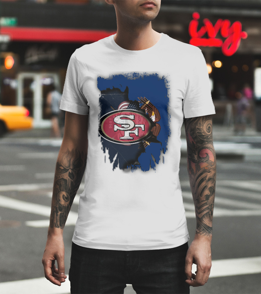 49ers And Eagle With American Flag T-Shirt