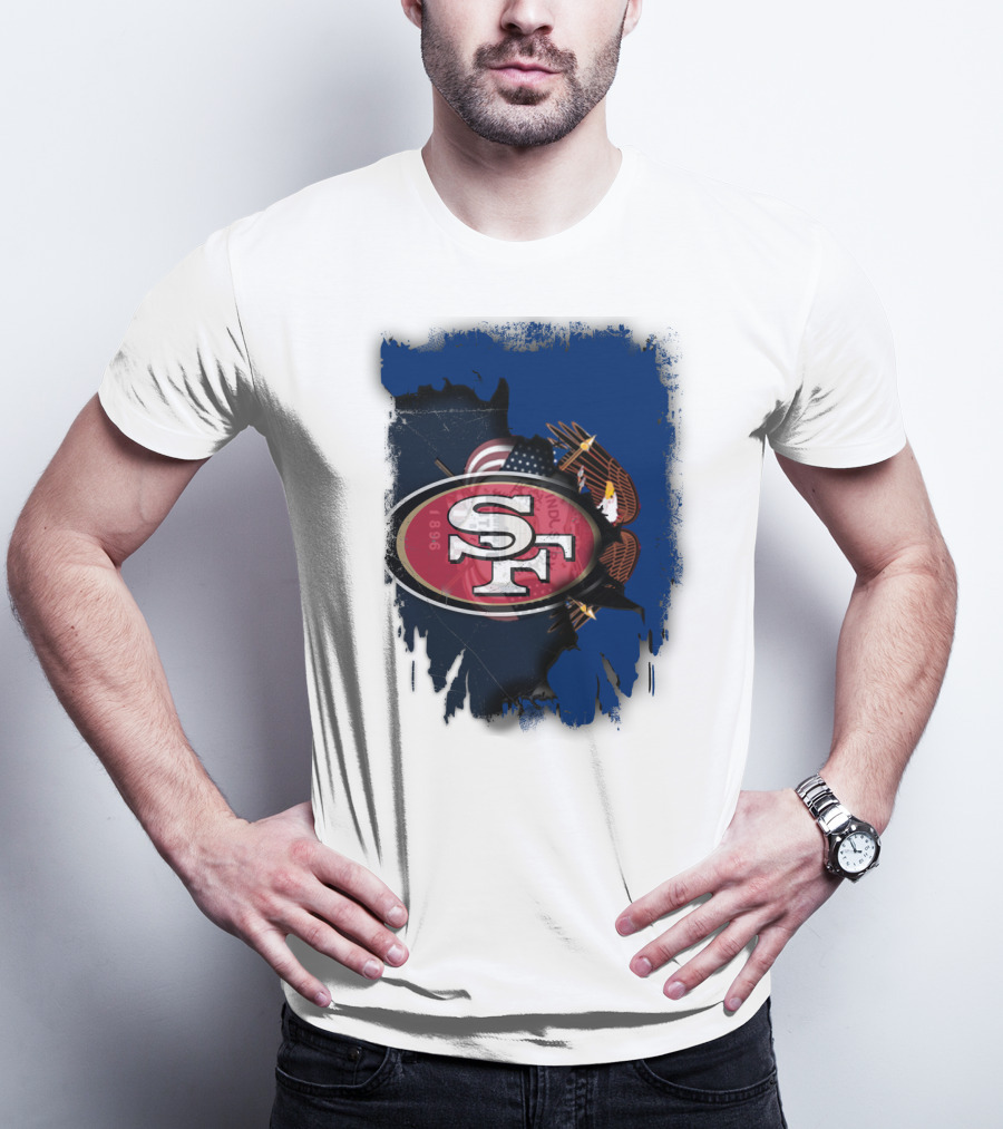 49ers And Eagle With American Flag T-Shirt