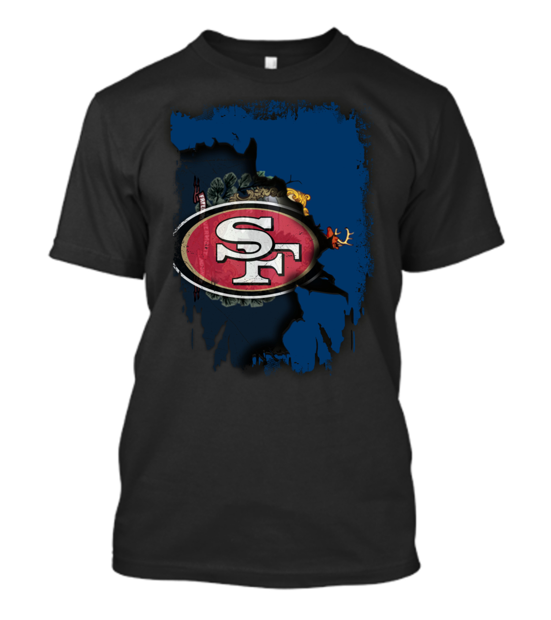 SF 49ers Emblem Overlaying Vermont T-Shirt