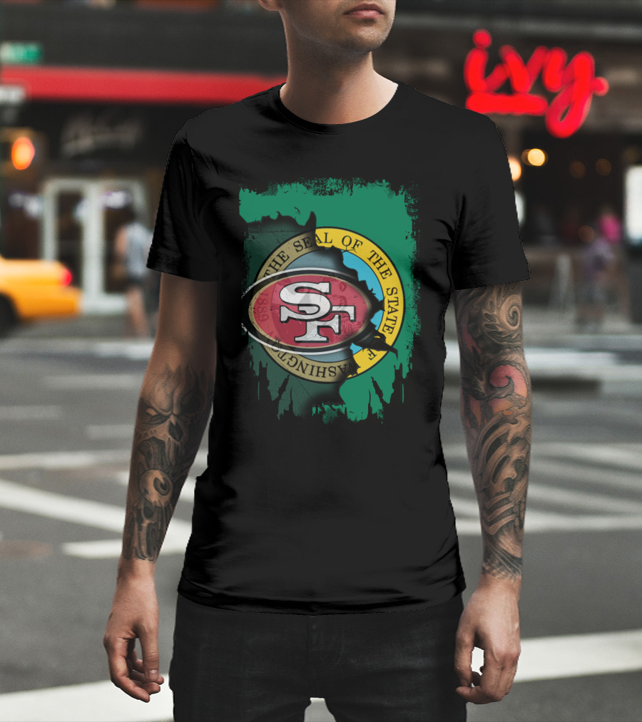 SF 49ers With Washington State Seal Clash T-Shirt