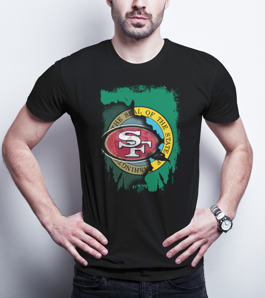 SF 49ers With Washington State Seal Clash T-Shirt