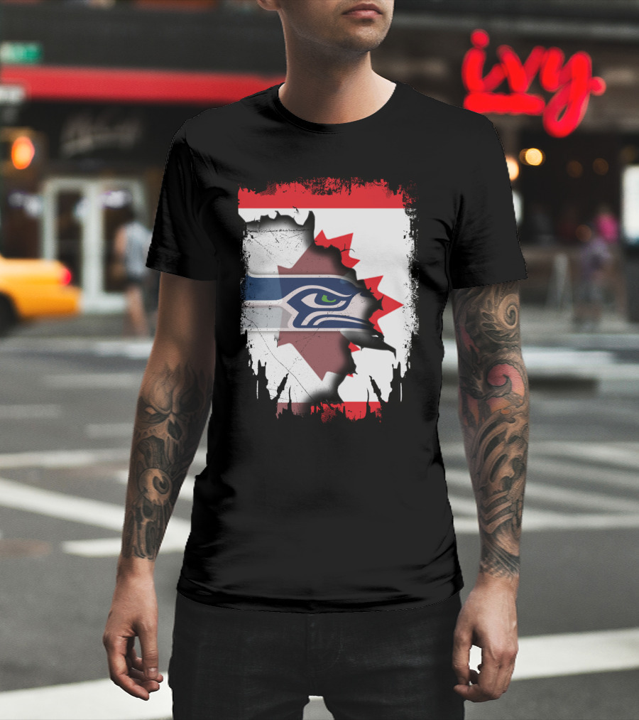Seahawks And Canada Unity Emblem T-Shirt