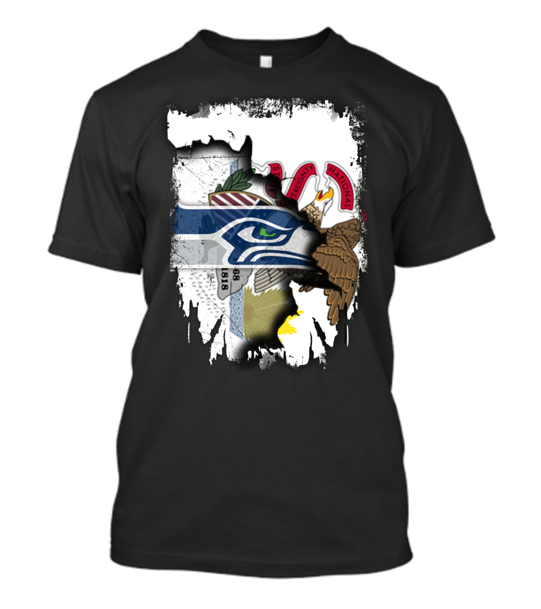 Illinois State And Seattle Seahawks Unity Emblem T-Shirt